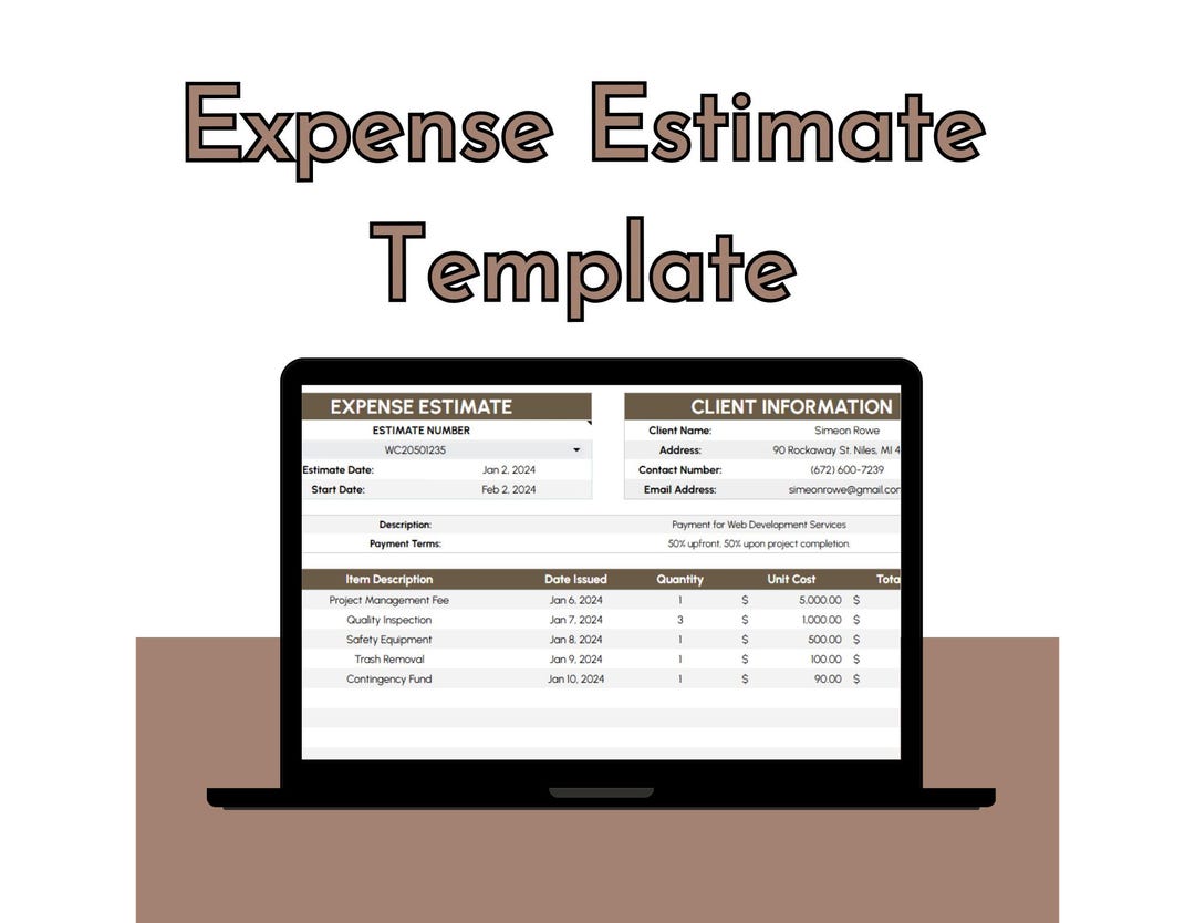 Expense Estimate Template, Google Sheets Budget Planner, Editable Cost ...