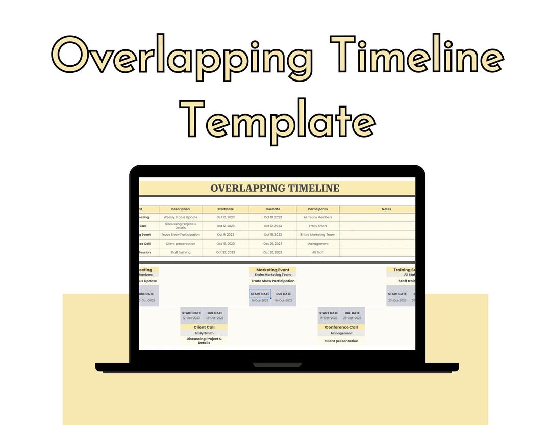 Overlapping Timeline Template, Google Sheets Project Planner, Task ...
