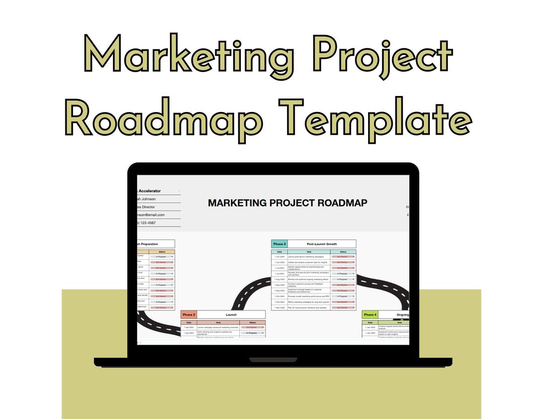 Marketing Project Roadmap Template, Google Sheets Editable Template ...