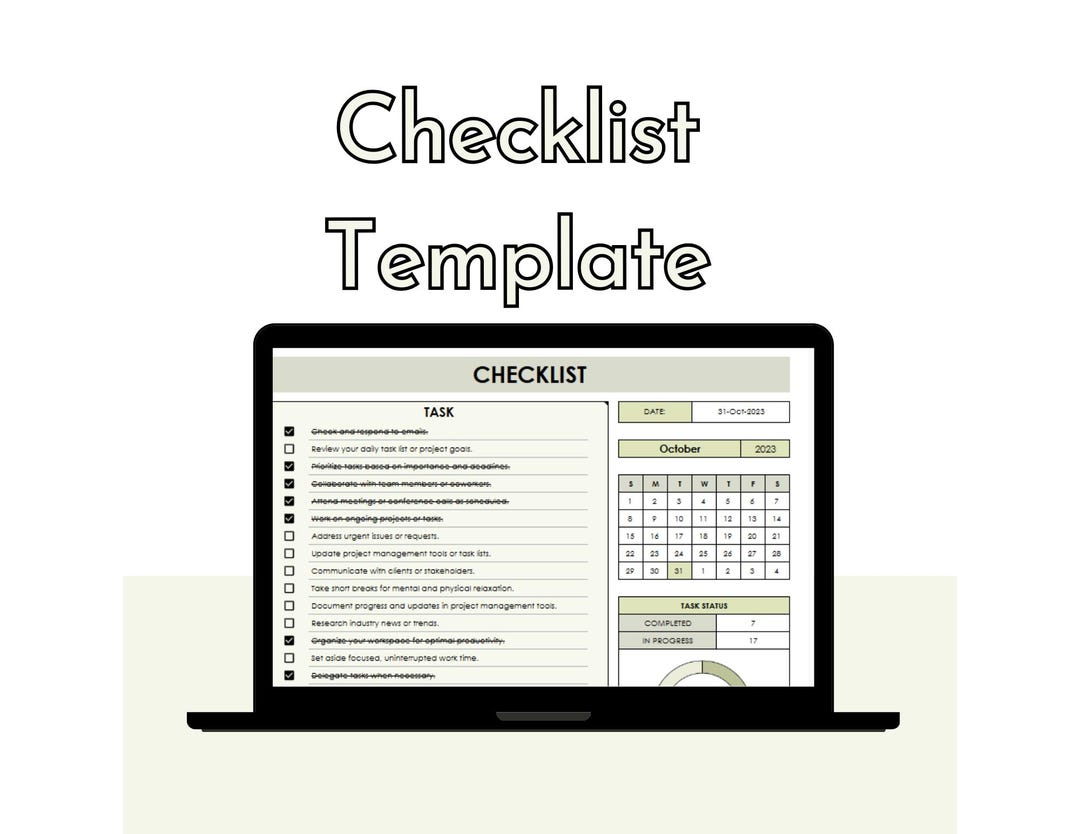 Checklist Template, Google Sheets To-do List,daily Task Organizer ...