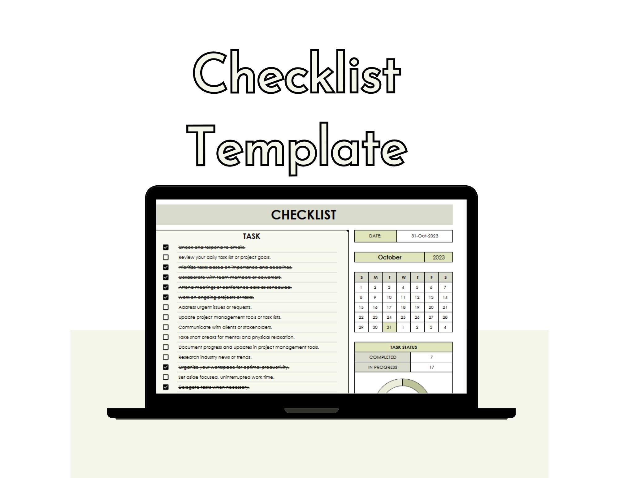 Google Sheets Checklist Template: Daily Task Organizer (printable) - Etsy