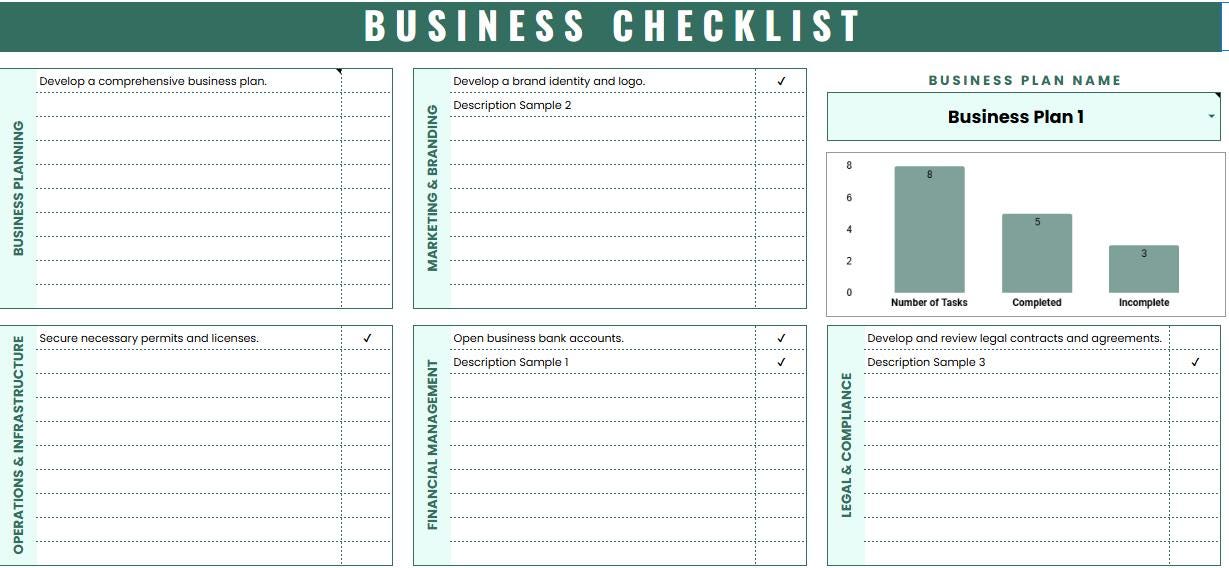 Business Checklist Template, Google Sheets Planner, Task Management ...