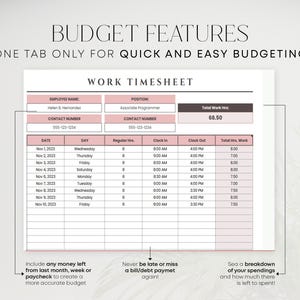 Google Sheets Work Timesheet Template: Employee Time Tracker (weekly ...
