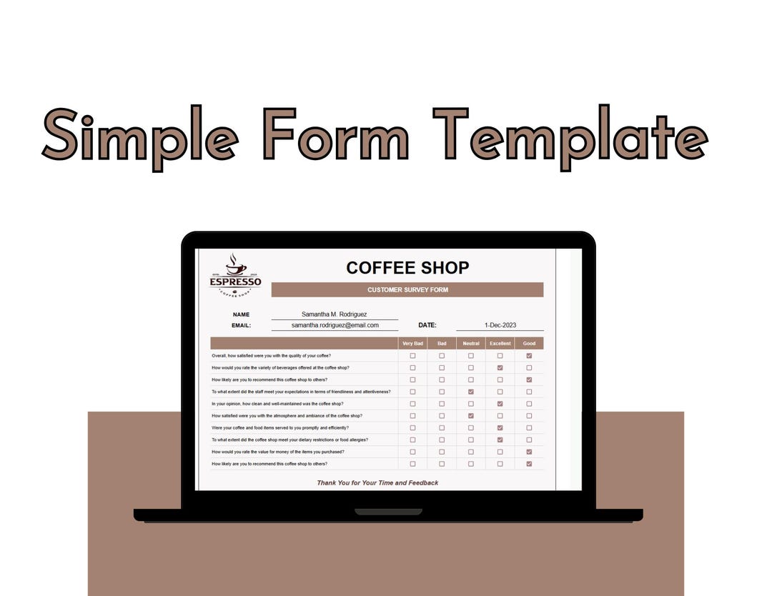 Simple Form Template, Google Sheets Data Entry Form, Editable ...