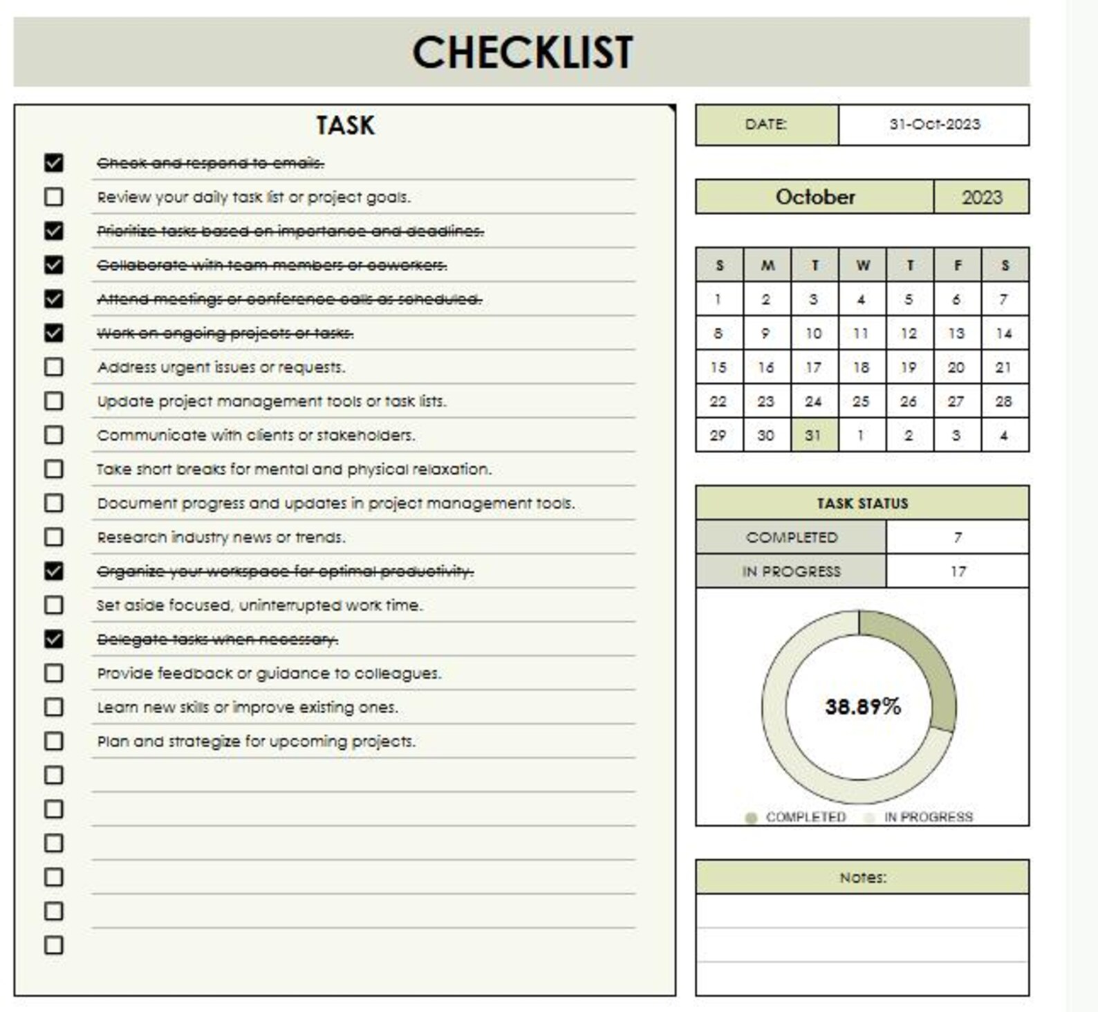 Google Sheets Checklist Template: Daily Task Organizer (printable) - Etsy