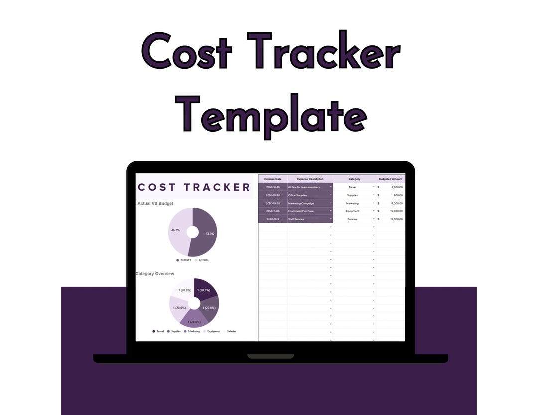 Cost Tracker Template, Google Sheets, Expense Tracker, Financial ...