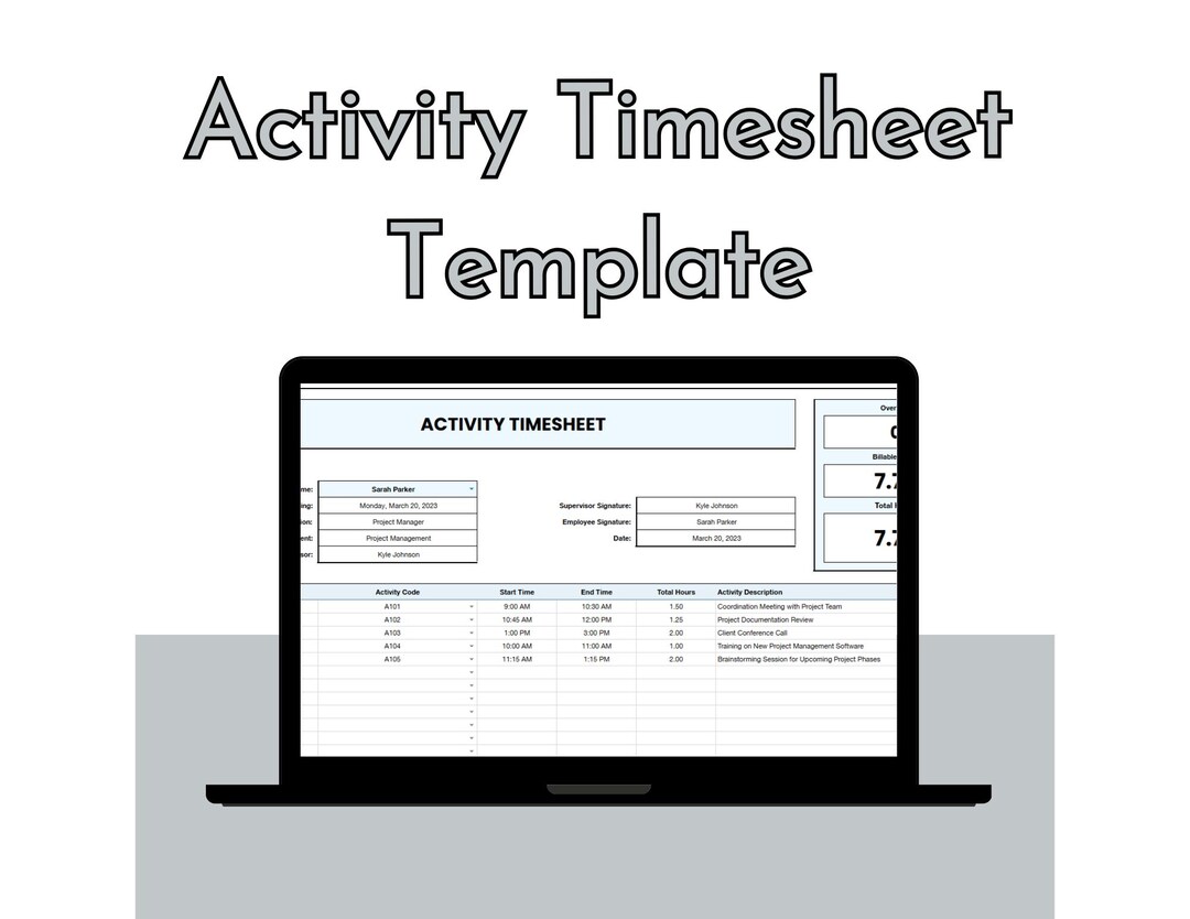 Activity Timesheet Template, Google Sheets Tracker, Editable Timesheet ...