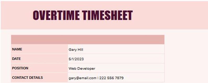 Overtime Timesheet Template, Google Sheets, Employee Work Hours Tracker ...