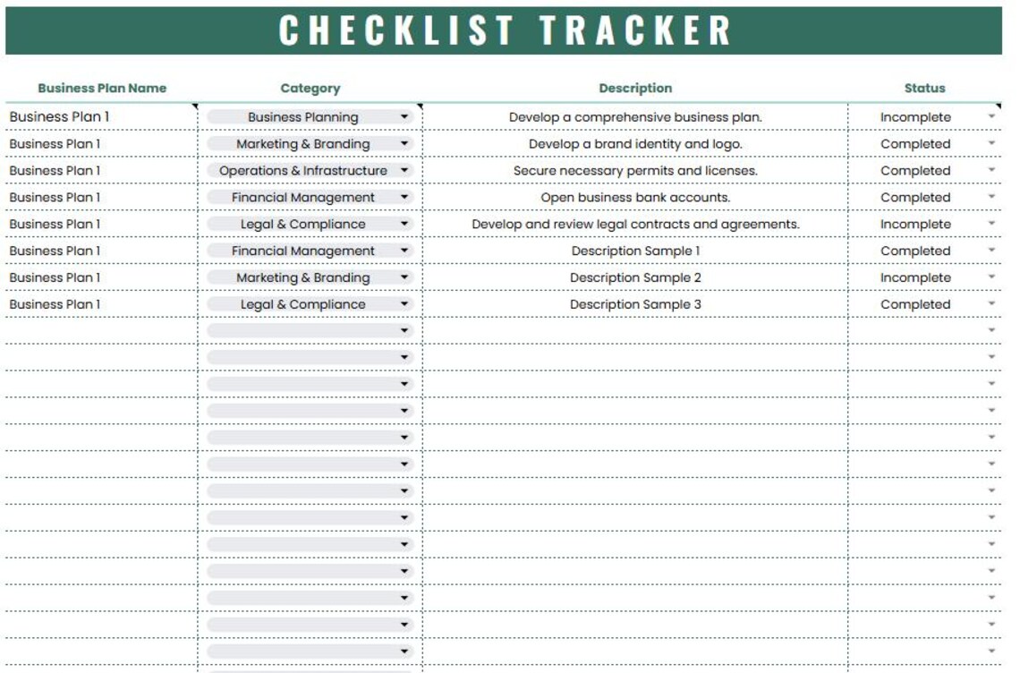 Business Checklist Template, Google Sheets Planner, Task Management ...