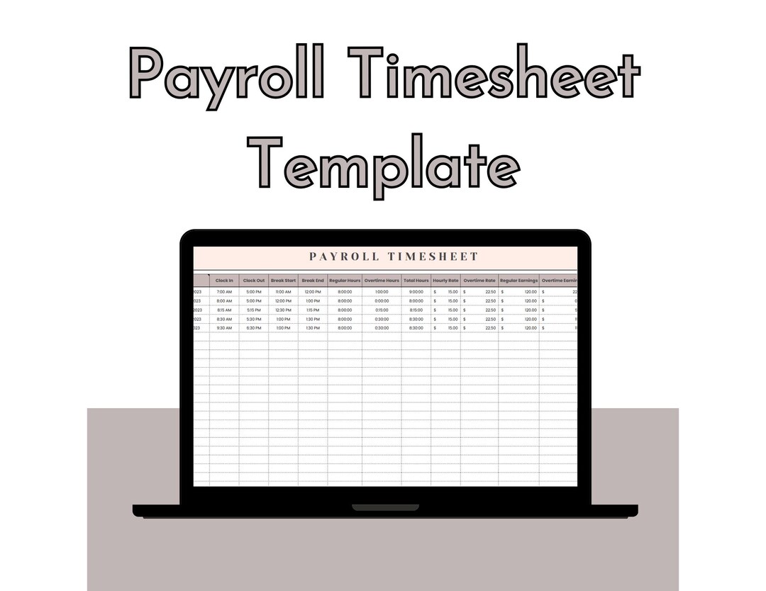 Payroll Timesheet Template, Editable Google Sheets Tracker,employee ...