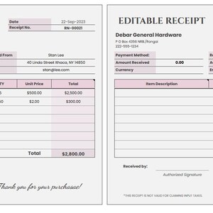 Editable Receipt Template: Custom Business Receipt Tool (google Sheets ...