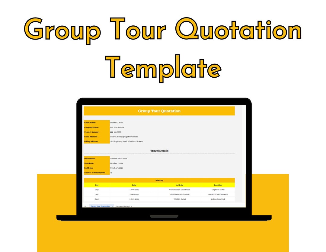 Group Tour Quotation Template, Google Sheets Travel Cost Estimator ...