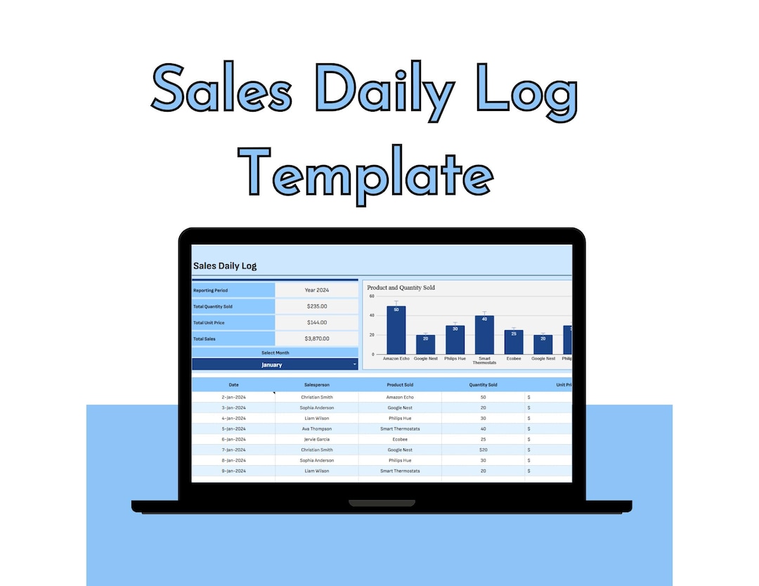 Sales Daily Log Template, Google Sheets, Sales Tracker, Daily Sales ...