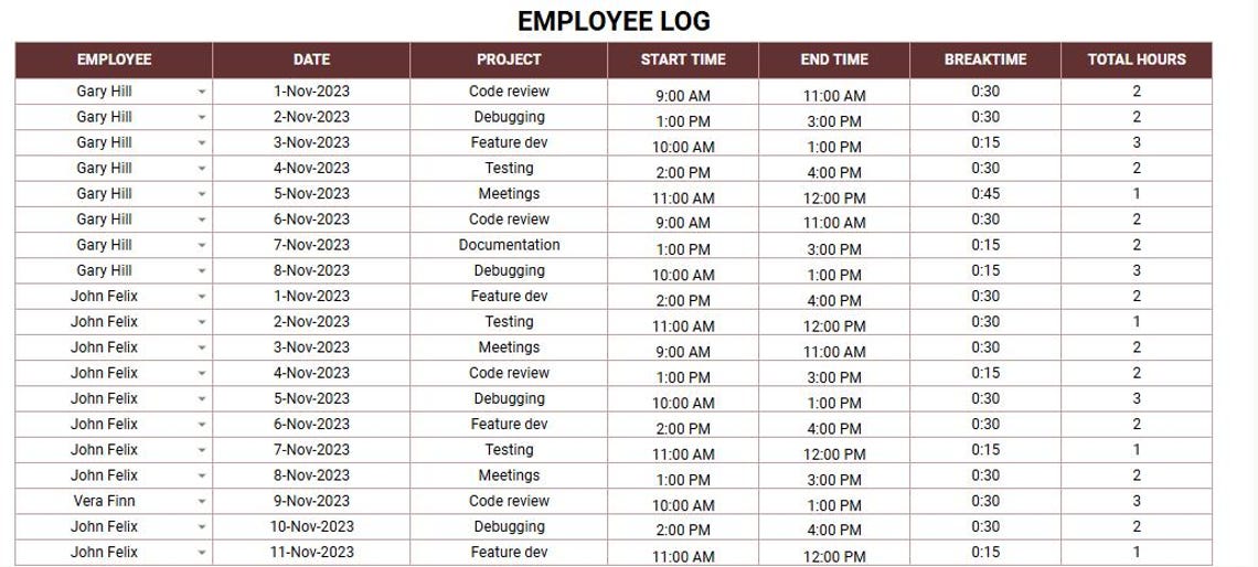 Office Timesheet Template,google Sheets Template,employee Time Tracker ...