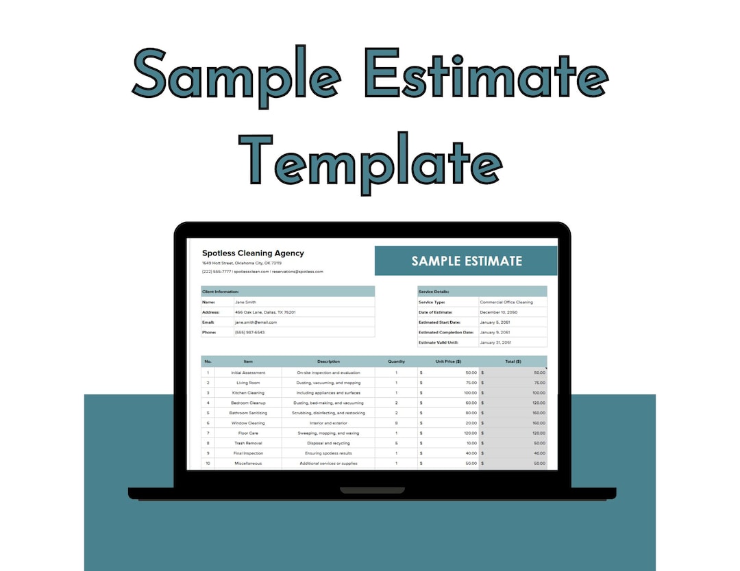 Sample Estimate Template, Business Quote Template, Editable Invoice ...