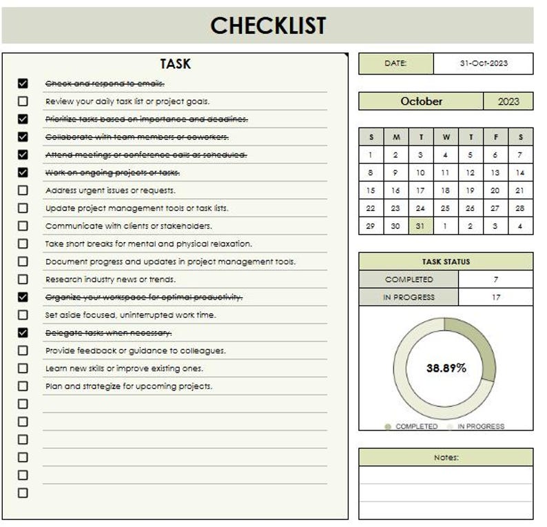 Google Sheets Checklist Template: Daily Task Organizer (printable) - Etsy