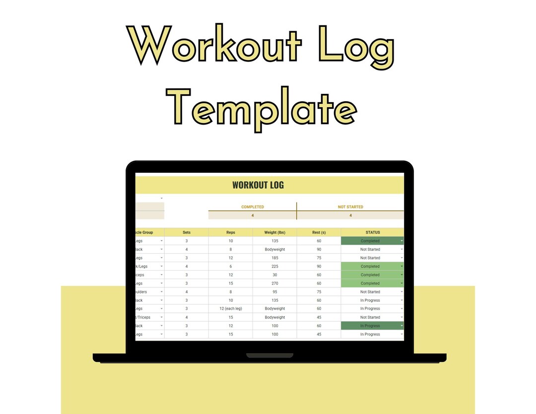 Workout Log Template, Google Sheets Fitness Tracker, Exercise Journal ...