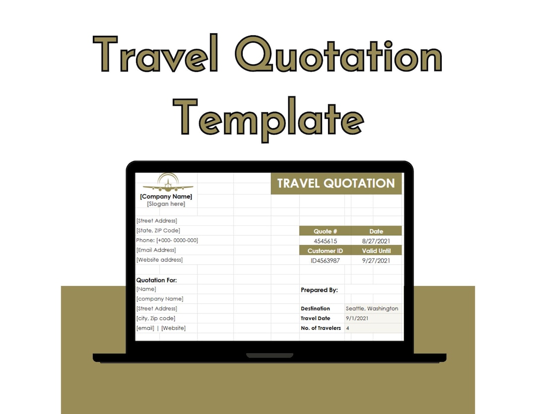 Travel Quotation Template, Google Sheets Editable Template, Trip Cost ...