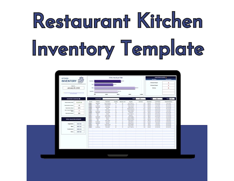 Restaurant Kitchen Inventory Template: Google Sheets Food Stock Tracker ...