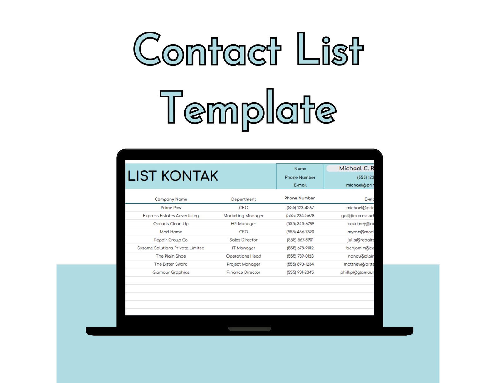 Contact List Template, Google Sheets Contact Organizer, Editable ...