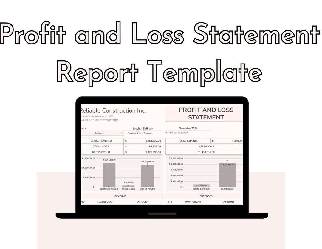 Profit and Loss Statement Report Template, Google Sheets, Financial ...