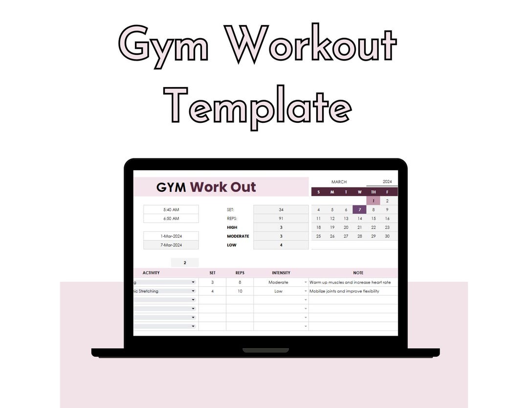 Gym Workout Template, Google Sheets Fitness Planner, Workout Log ...