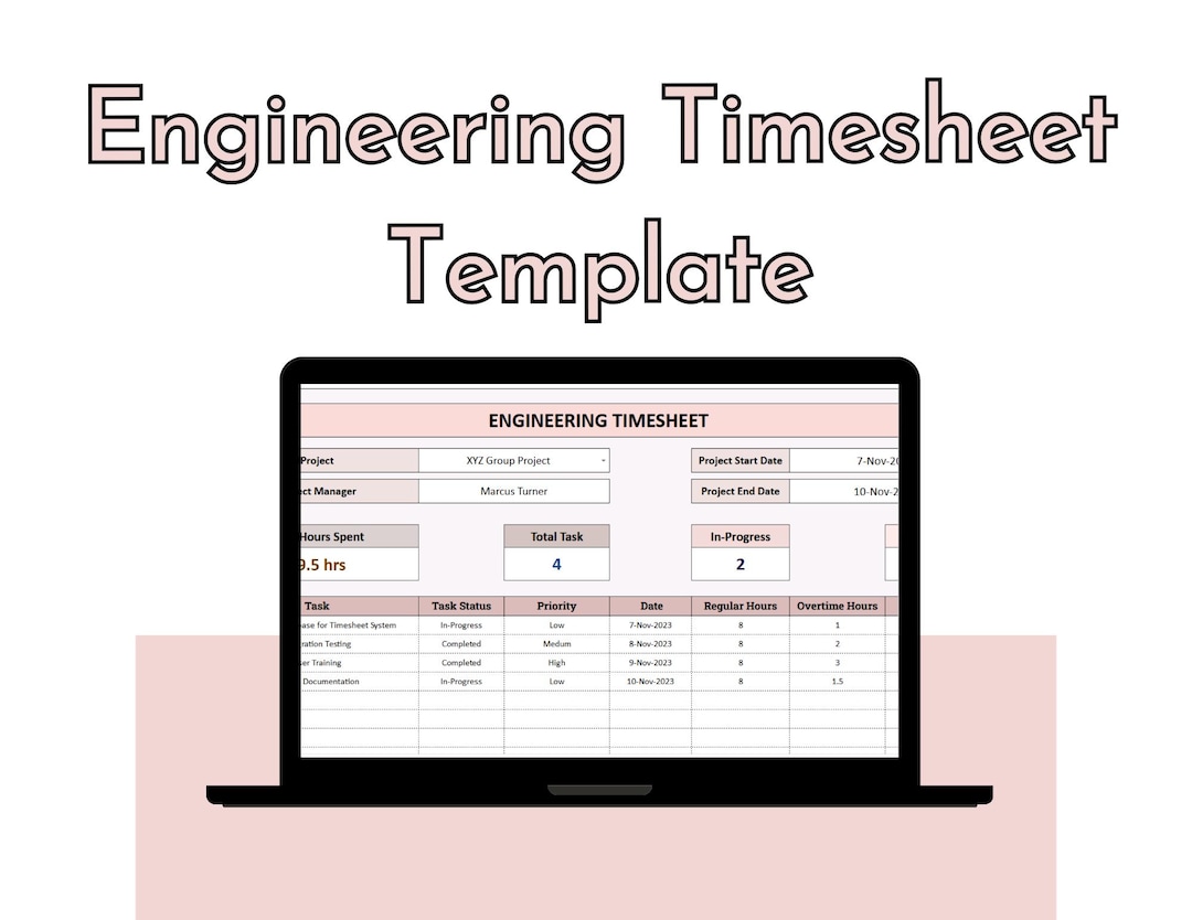 Engineering Timesheet Template: Google Sheets Project Hours Tracker - Etsy