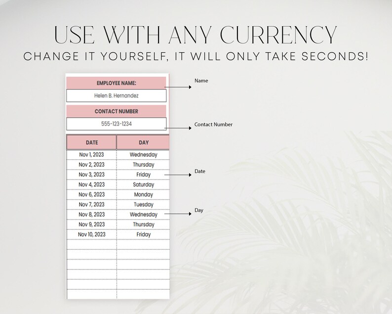 Google Sheets Work Timesheet Template: Employee Time Tracker (weekly ...