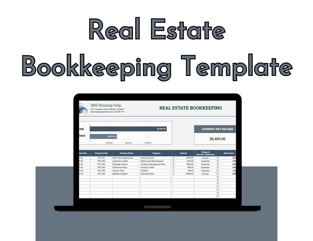 Real Estate Bookkeeping Template, Google Sheets Tracker, Rental Income ...