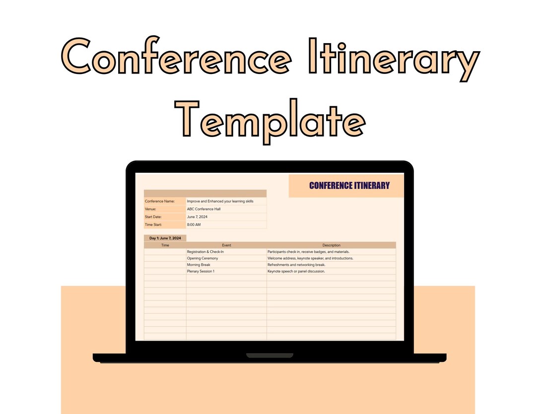 Conference Itinerary Template, Google Sheets Planner, Event Schedule ...