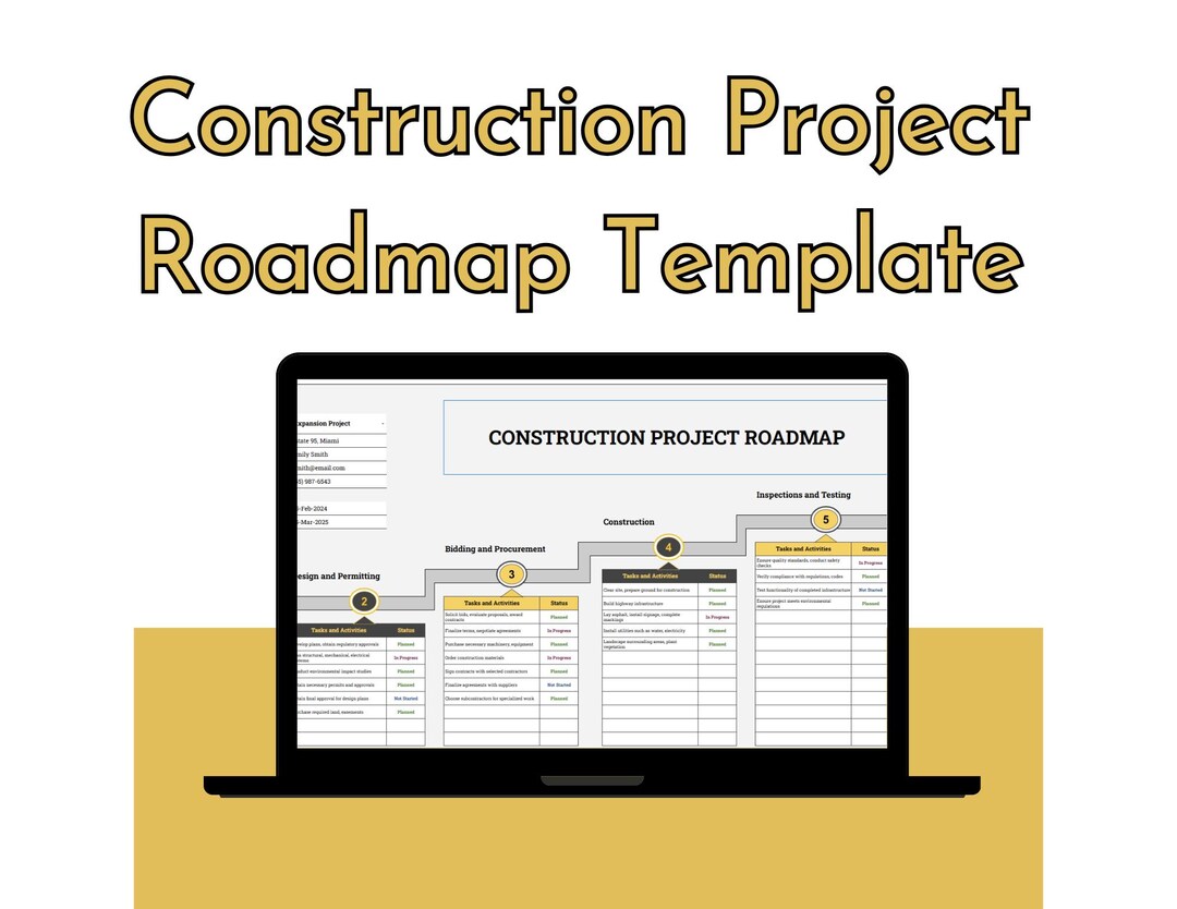 Construction Project Roadmap Template, Google Sheets Editable Template ...