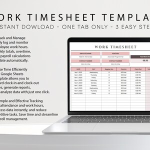 Google Sheets Work Timesheet Template: Employee Time Tracker (weekly ...