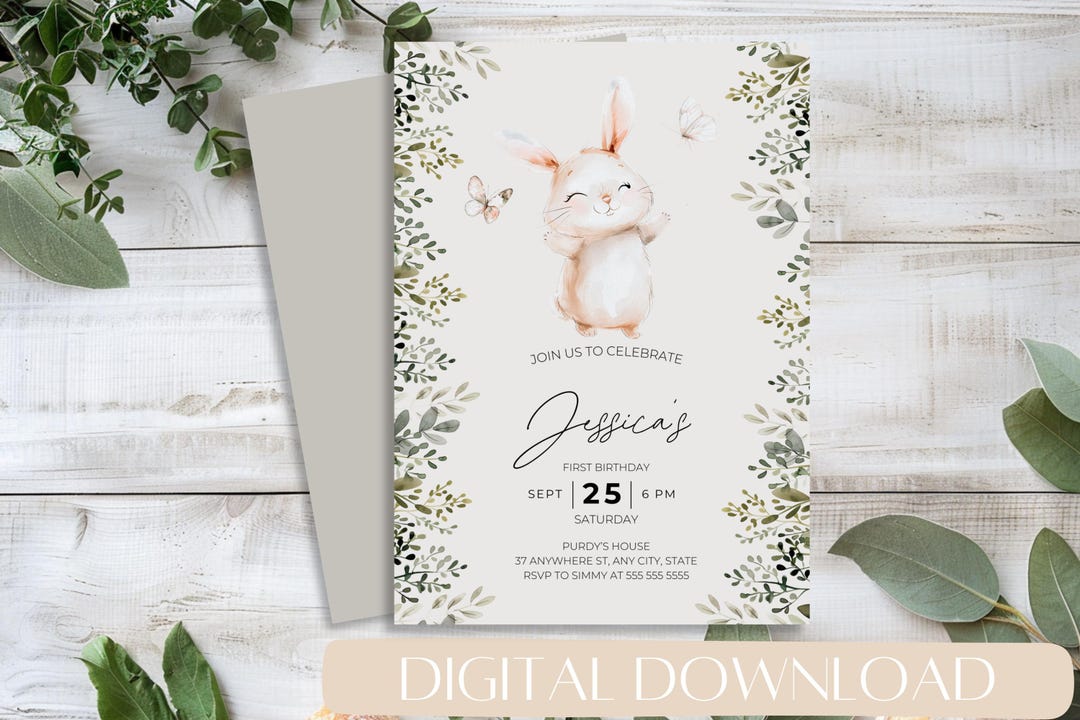 Editable Bunny Birthday Invitation, Cuddle Cute Birthday Invitation ...