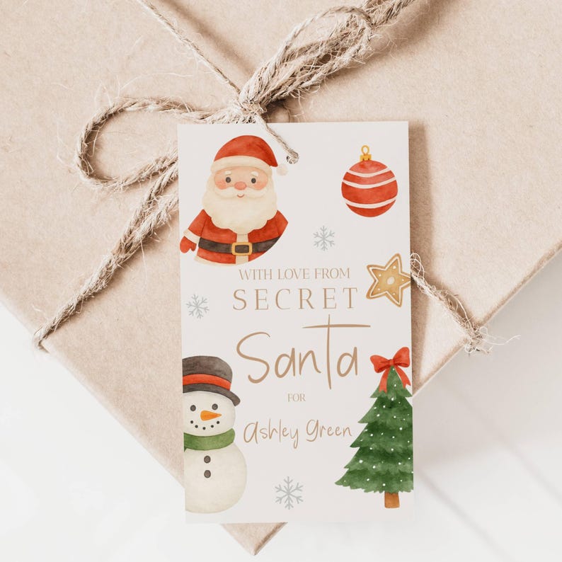 Editable Secret Santa Gift Tag Template Printable Present Tags Santa ...