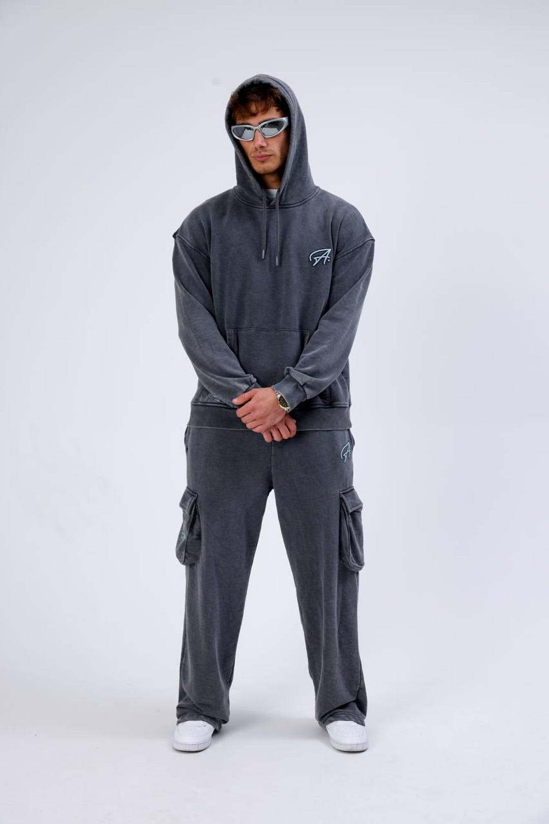 Unisex Oversize Washed Tracksuit Set - Heavyweight Streetwear Hoodie ...
