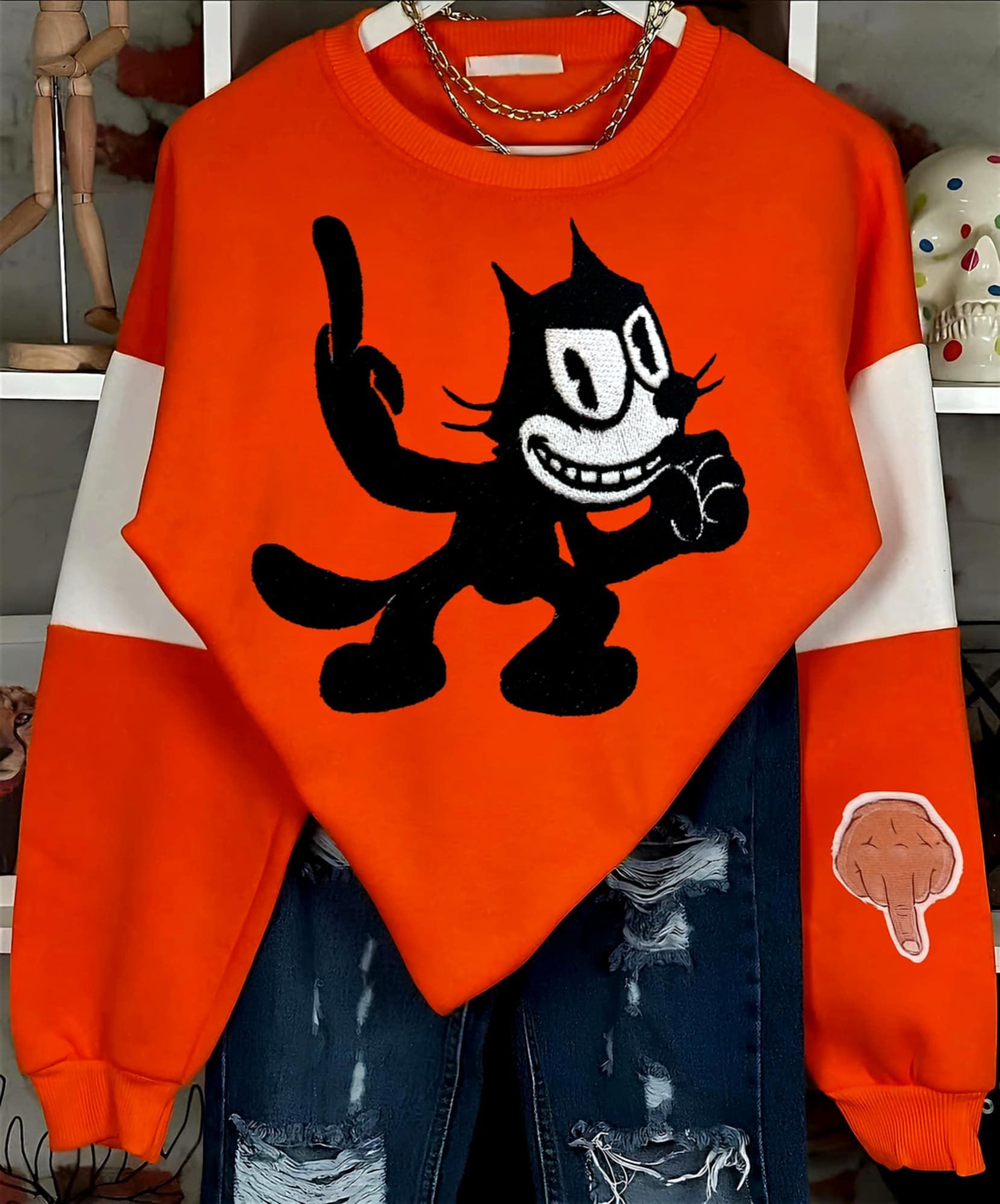 Machine Embroidery Design. Felix the Cat Show Middle Finger. - Etsy