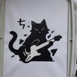 Machine Embroidery Design.black Cat Love Music With Guitar. - Etsy