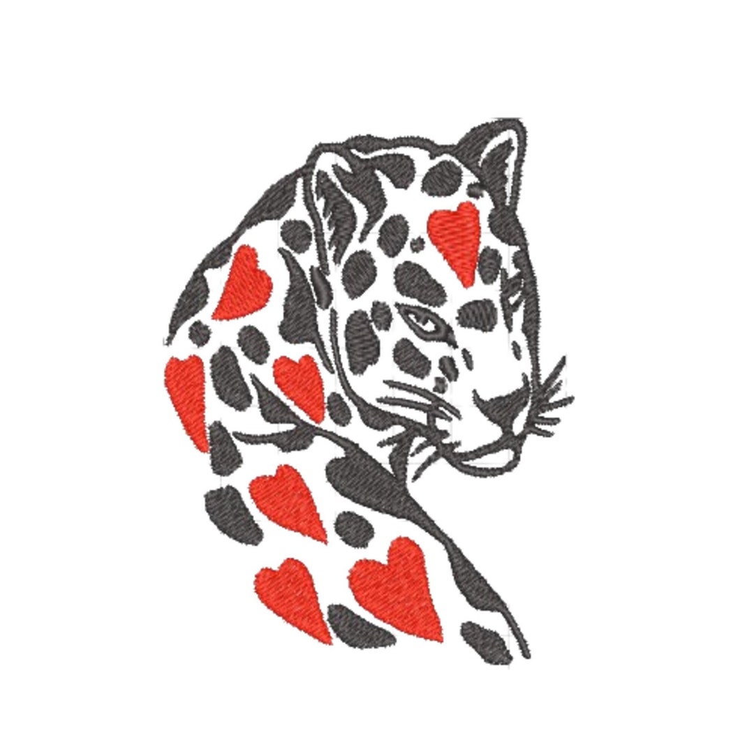 Heart Leopard Machine Embroidery Design - Etsy