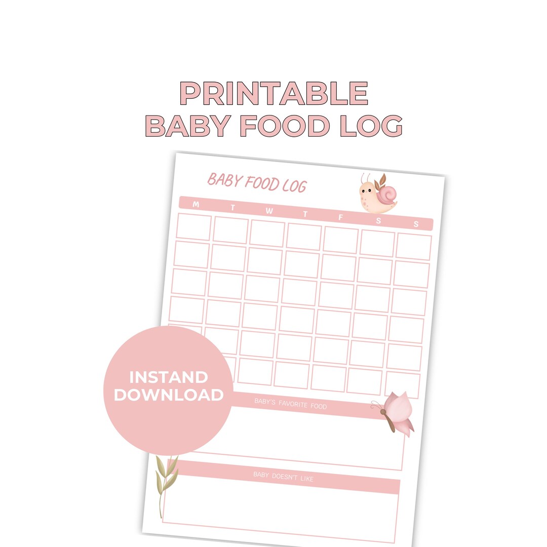 Printable Baby Food Log Daily Feeding Tracker for Babies Newborn ...