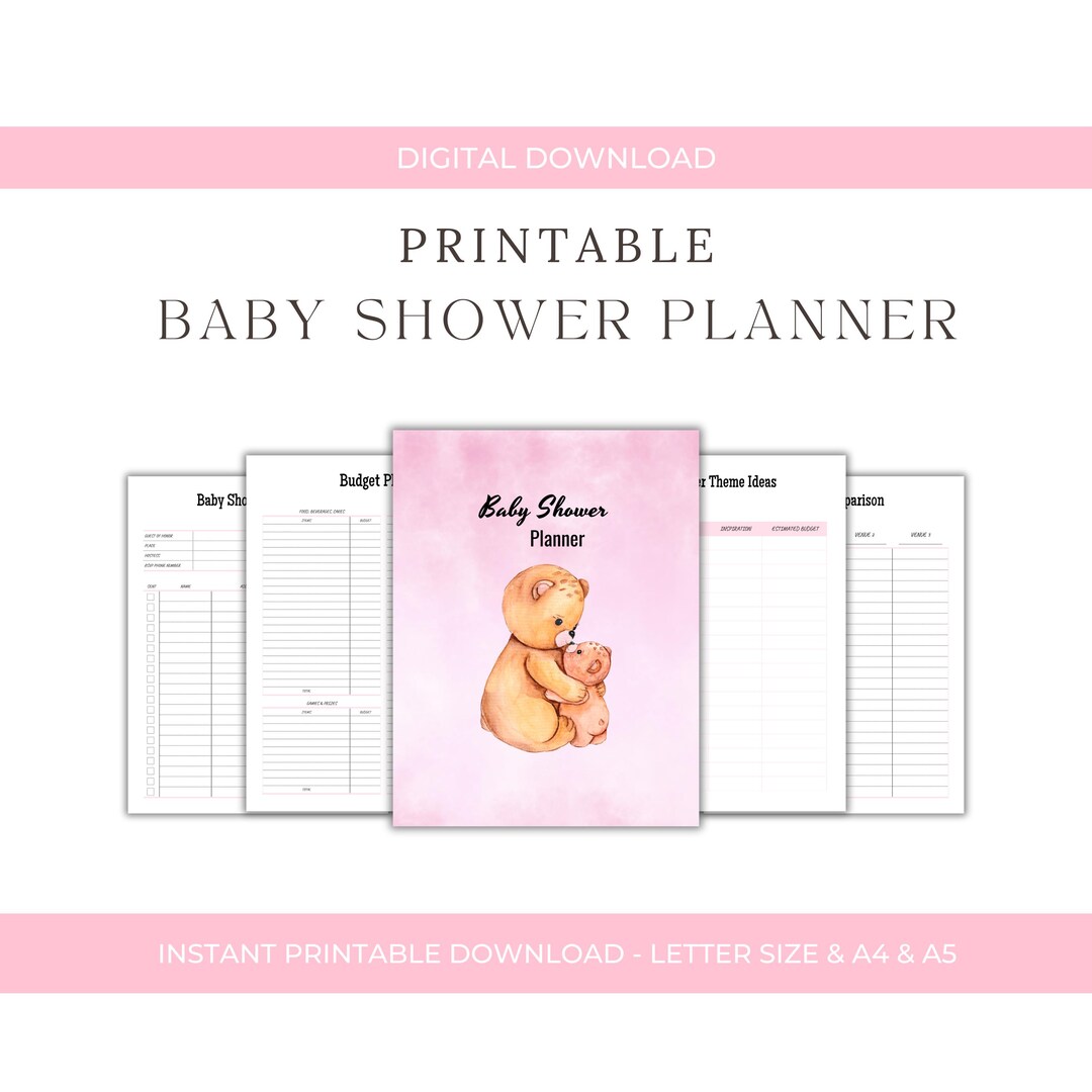 Baby Shower Planner Printable, Digital Baby Shower Organizer, Party ...