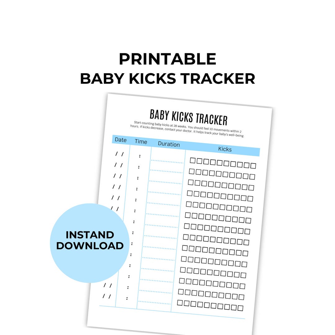Baby Kick Count Log Printable Fetal Movement Tracker for Pregnancy Kick ...