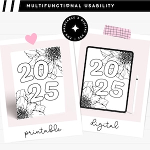 2025 Cover Page for Printable Bullet Journal, A4 & A5 Planner Title ...