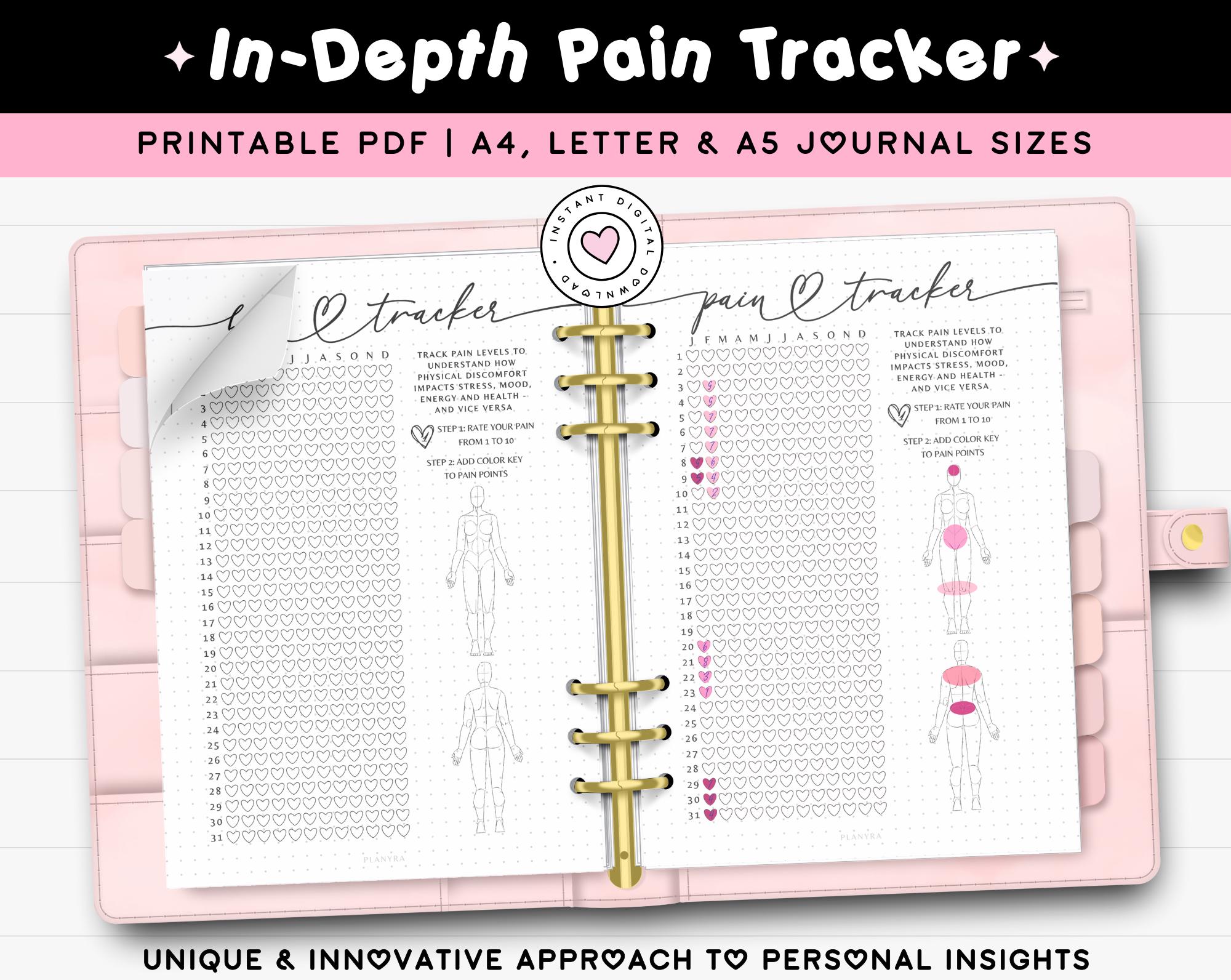 Pain Tracker Printable Bullet Journal A5 Medical Planner Insert Yearly ...