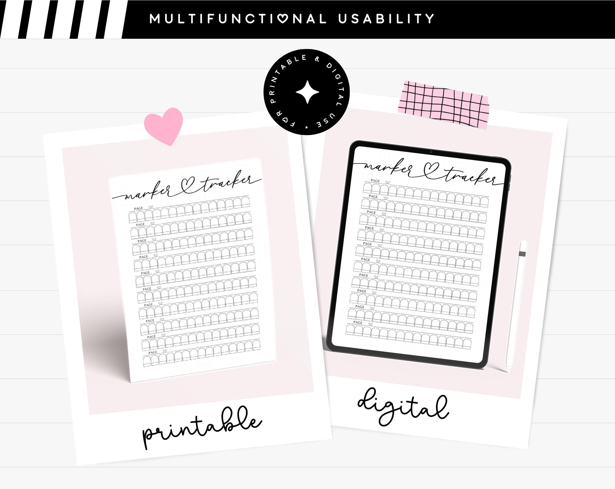 Marker Tracker Printable Page Journal A4 & A5 Planner Blank Color Key ...