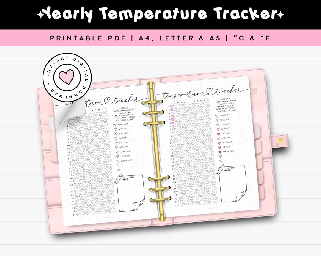 Temperature Tracker Printable Bullet Journal Page A5 Planner Insert ...
