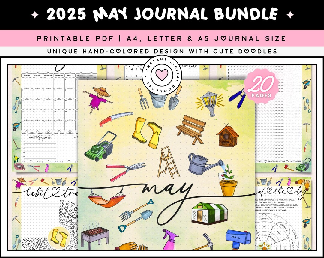 2025 May Journal Bundle, Printable Bullet Journal A5 Planner Insert ...