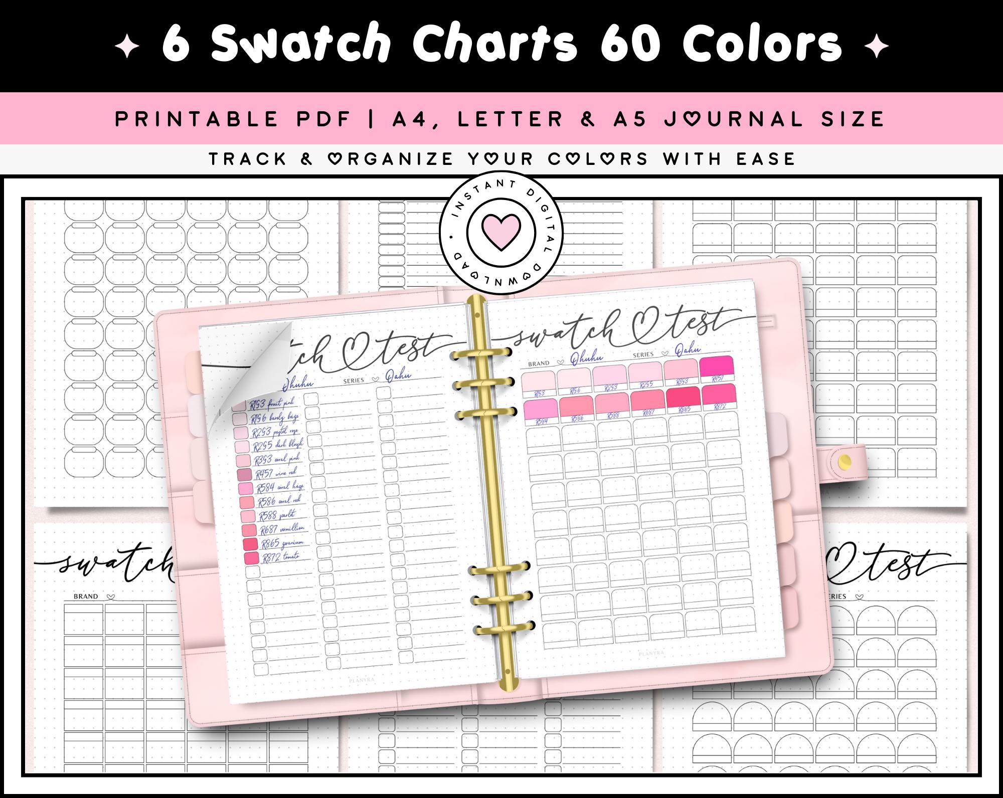 Marker Swatch Test Printable Page for Journal A4 & A5 Blank Color Chart ...