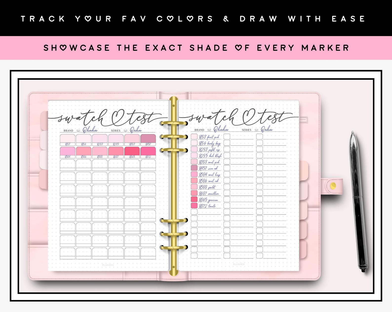 Marker Swatch Test Printable Page for Journal A4 & A5 Blank Color Chart ...