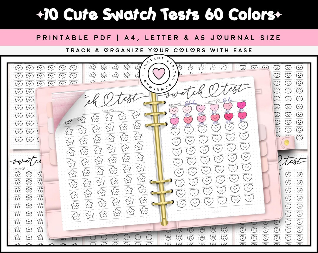 Marker Swatch Test, Printable Alcohol Marker Palette, A4 A5 Blank Color ...