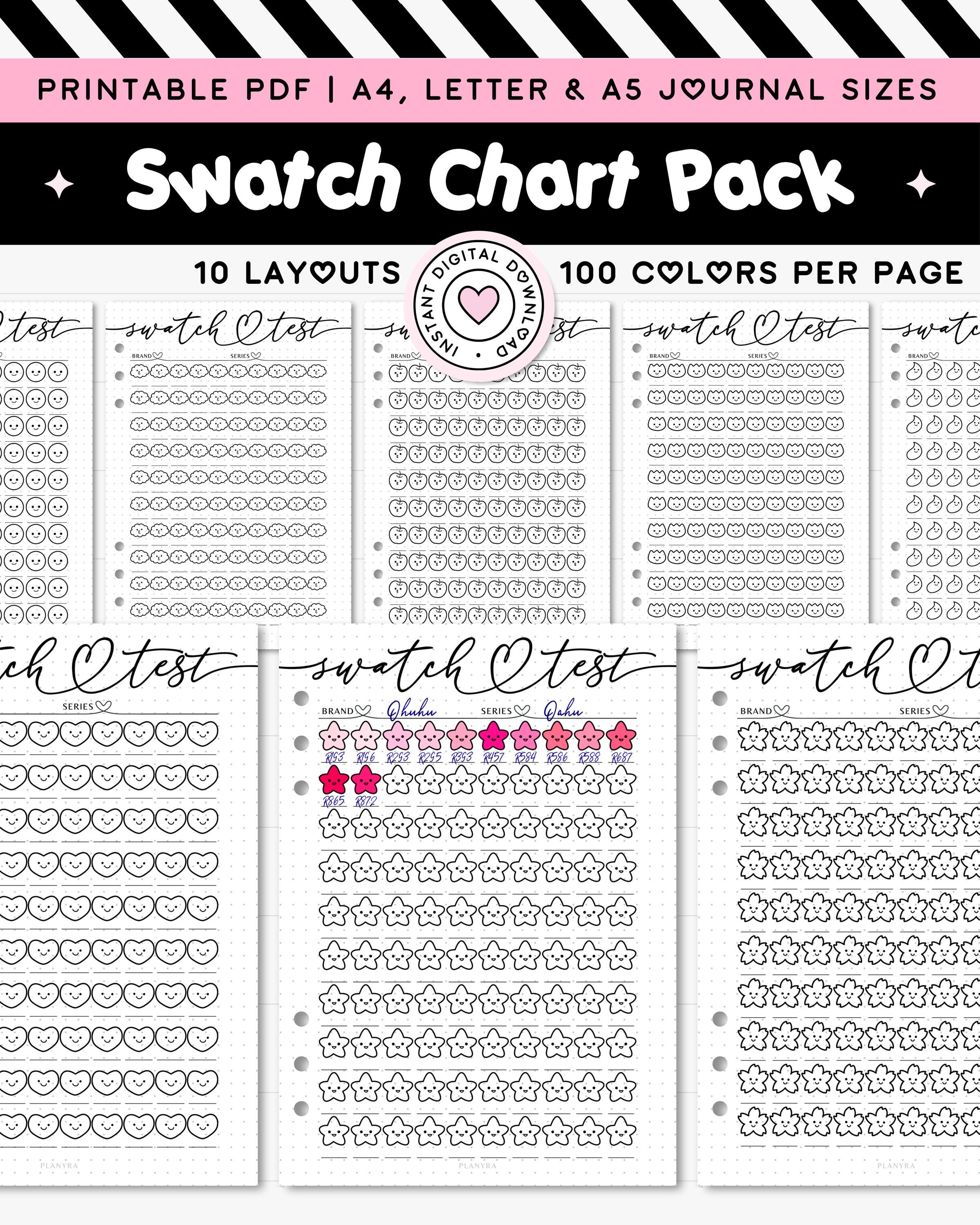 Marker Swatch Test Printable Alcohol Marker Color Chart, A4 A5 Blank ...